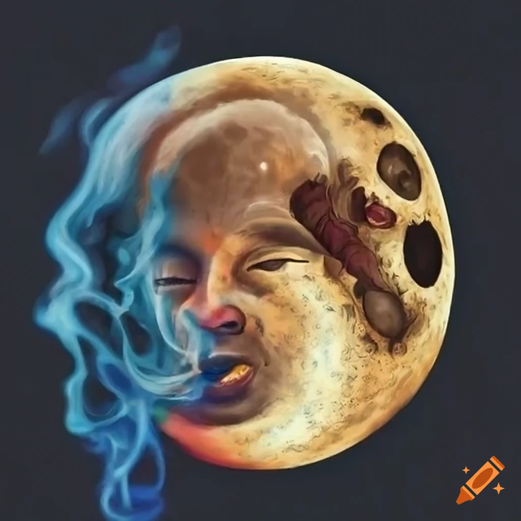 Personified moon smoking a cigar on Craiyon
