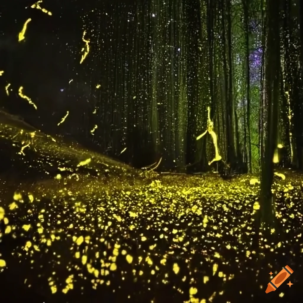 Magical night sky filled with glowing fireflies on Craiyon