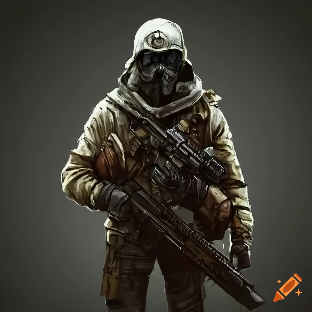 Post apocalyptic retro futuristic soldier concept art on Craiyon