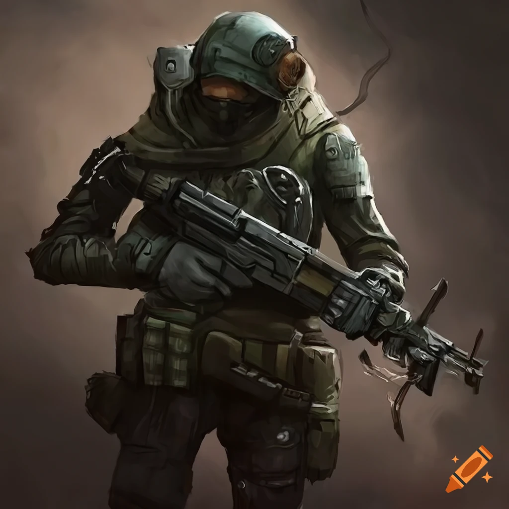 Post apocalyptic retro futuristic soldier concept art on Craiyon