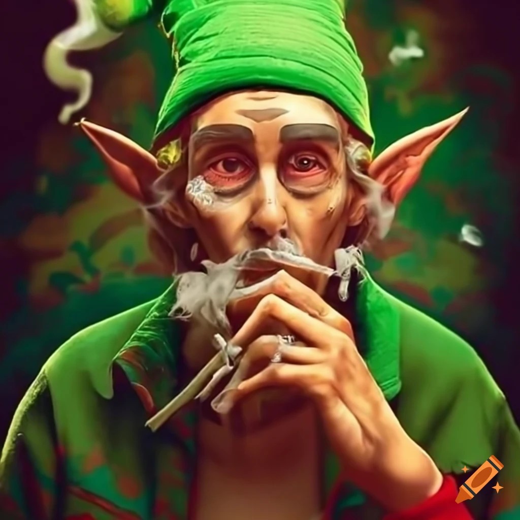 Elf enjoying a smoke in a fantasy setting on Craiyon