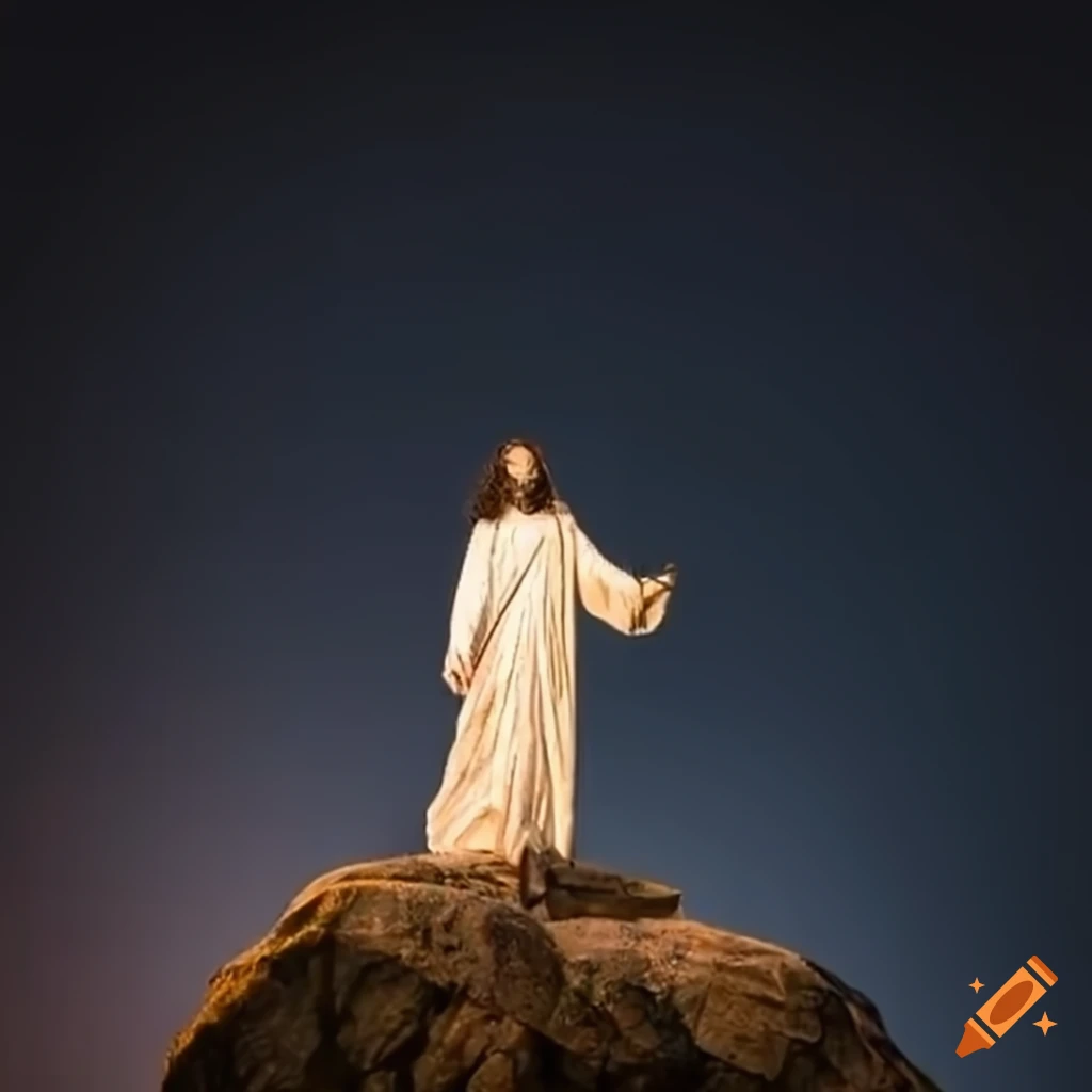 Religious depiction of jesus in front of a crowd on Craiyon