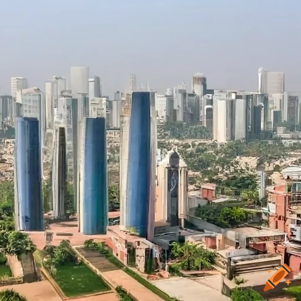 Delhi - metropolis of the future with tall skyscrapers on Craiyon