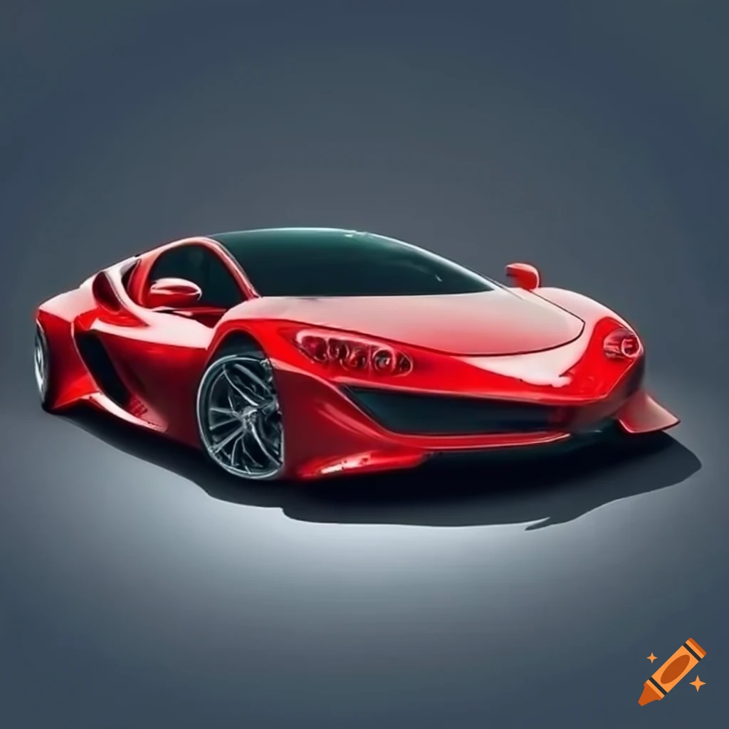 Polished red sports car on a picturesque highway on Craiyon