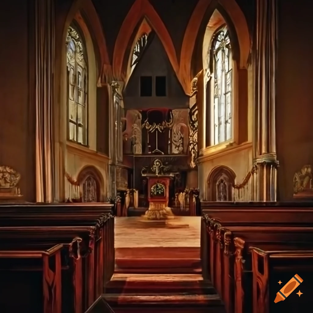 Old-style protestant church on Craiyon