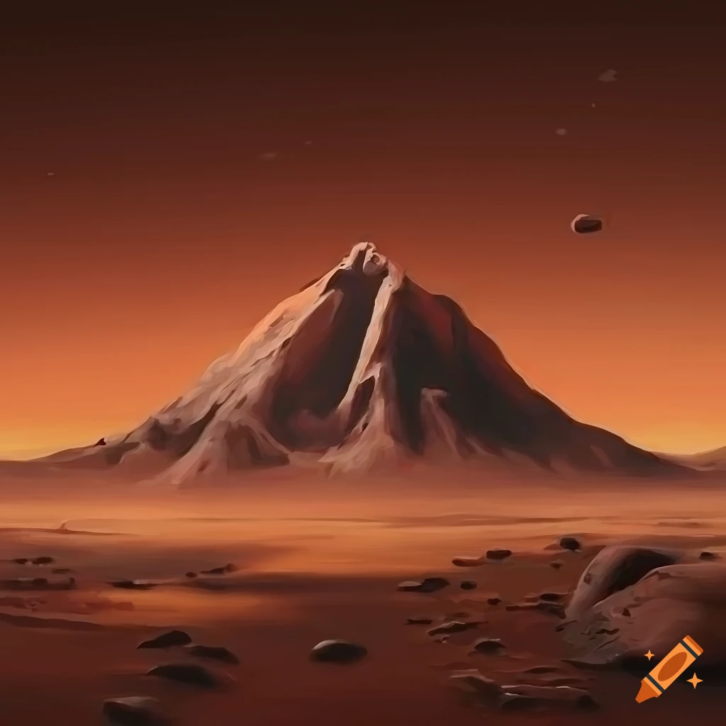 Highly detailed science fiction painting of martian landscape with dust ...