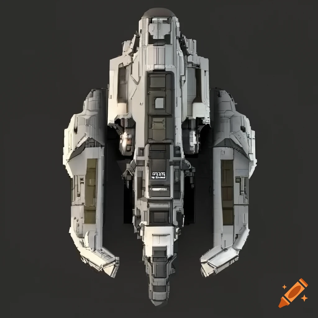 Top-down view 2d space ship in dark sci-fi style on Craiyon
