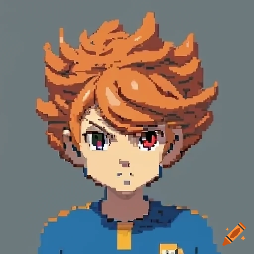 New inazuma eleven face sprite for nds game with orange hair on Craiyon