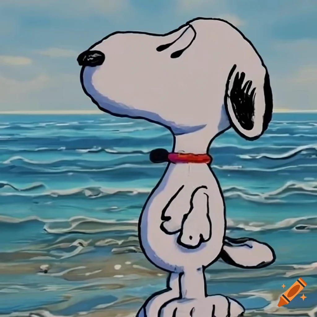 Snoopy sailing at sea on Craiyon