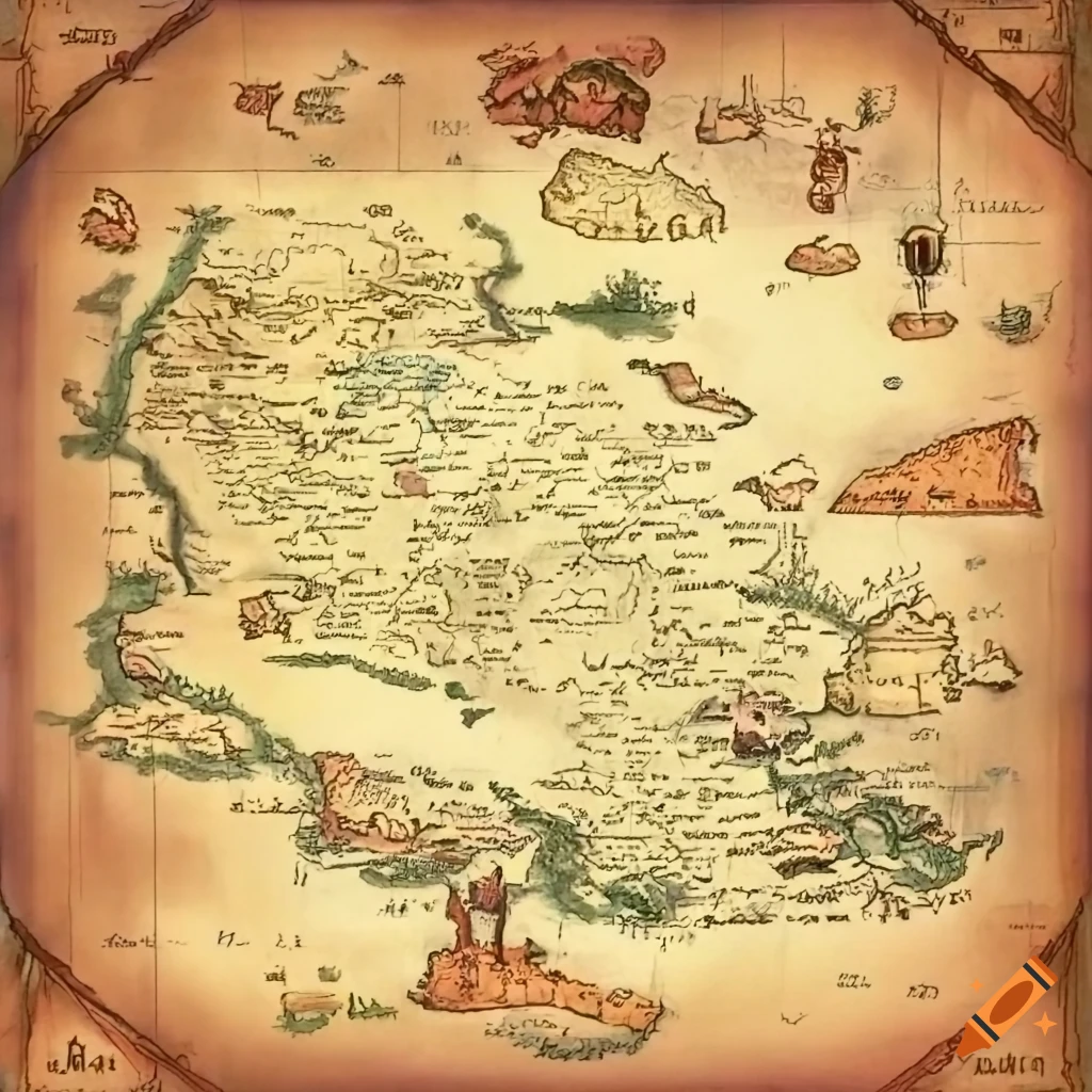 Medieval map with three large fiefdoms surrounded by forests and ...