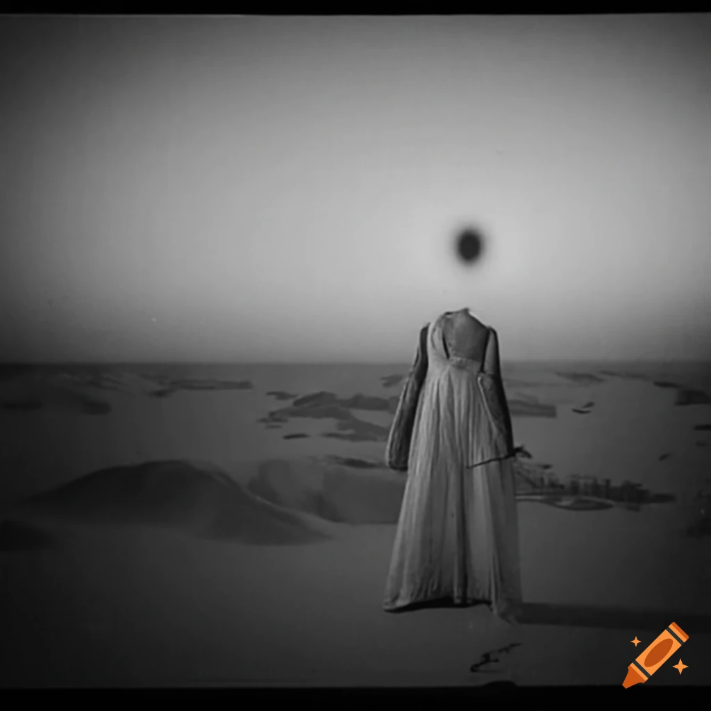 Personified depression in a dystopian desert setting on Craiyon