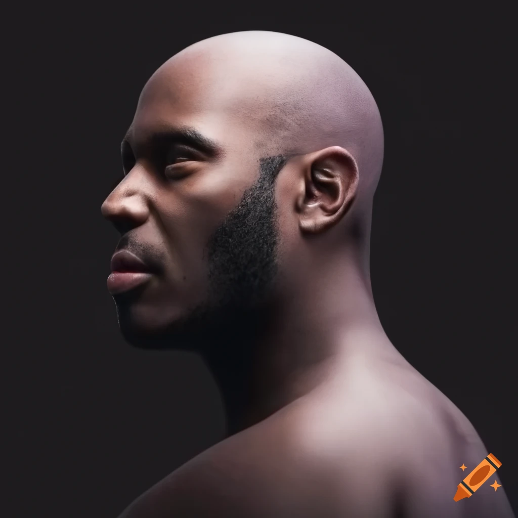 Closeup of a man with a bald head from a side angle on Craiyon