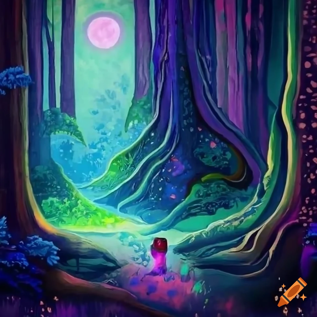 Enchanted forest with a majestic black Labrador retriever under ...