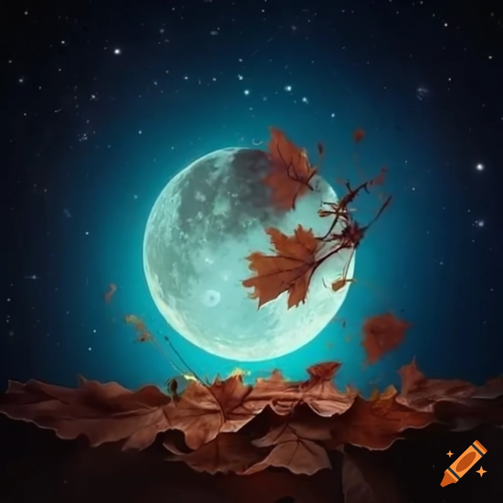 Brown fallen leaves on the moon in space on Craiyon