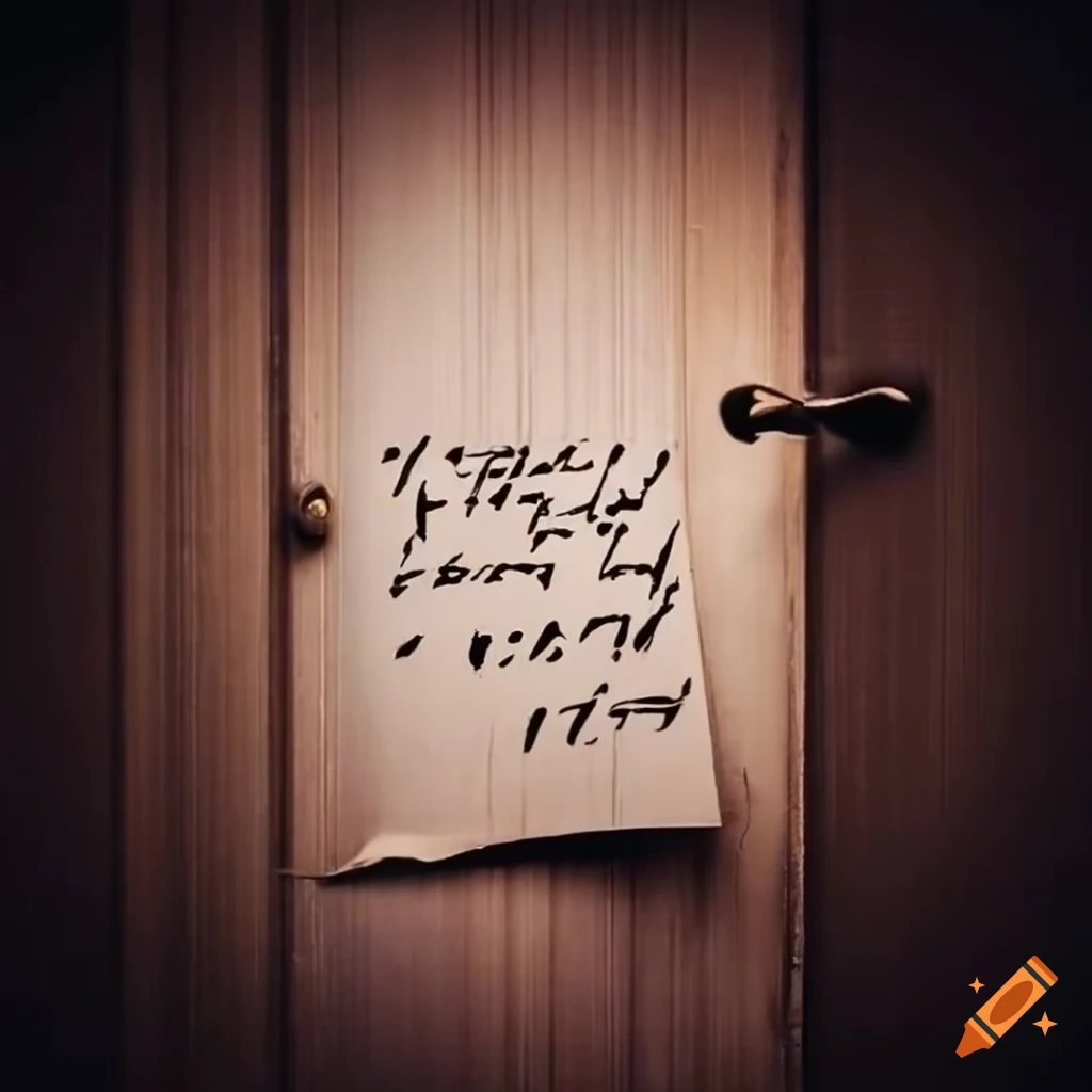 Handwritten slip of paper on a door on Craiyon