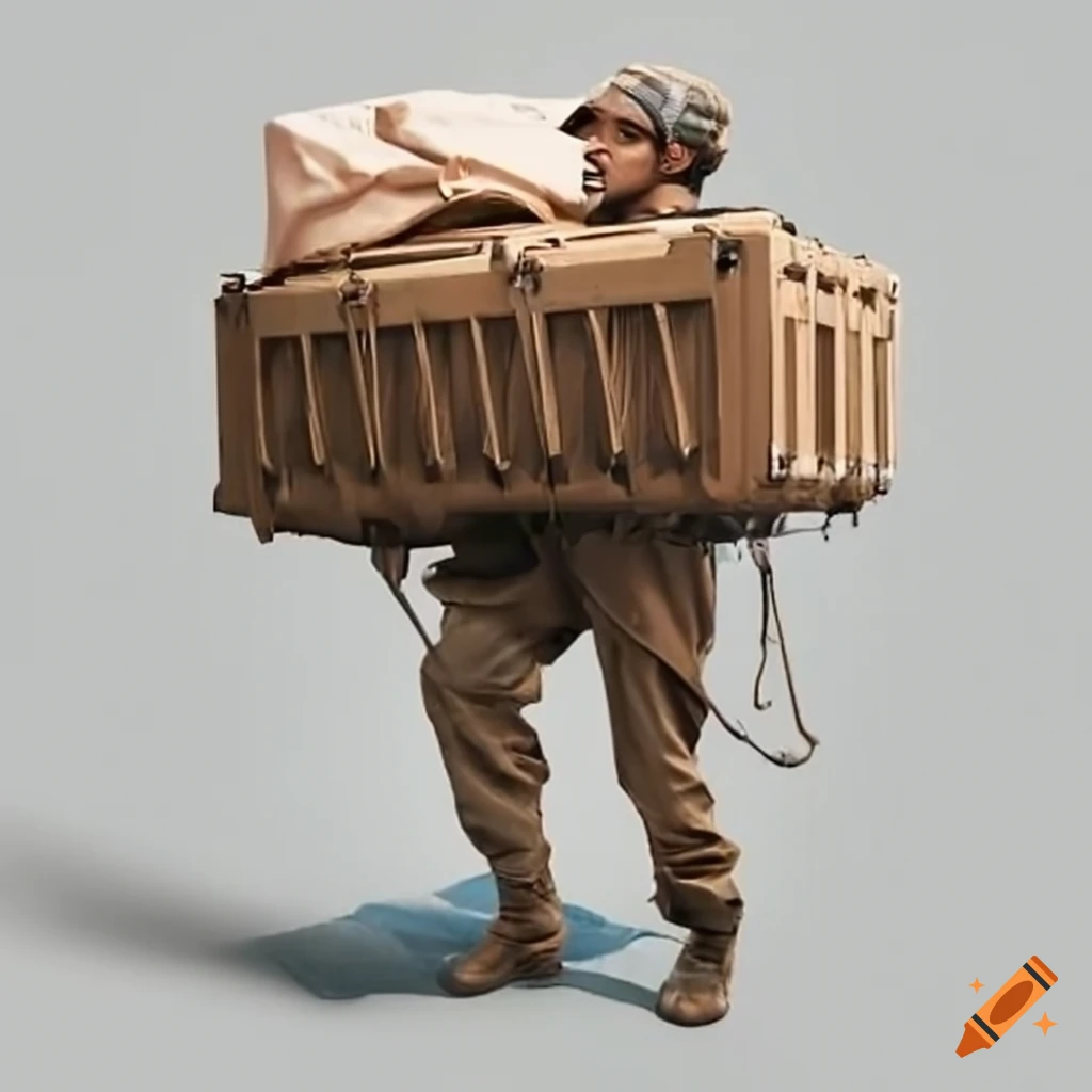 Person carrying a heavy load on Craiyon