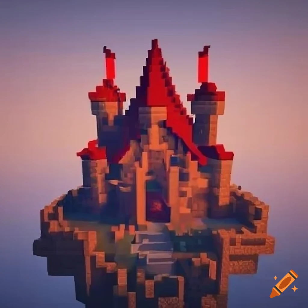 Minecraft medieval castle with red color theme on Craiyon