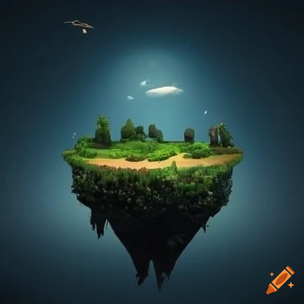 Floating island on Craiyon