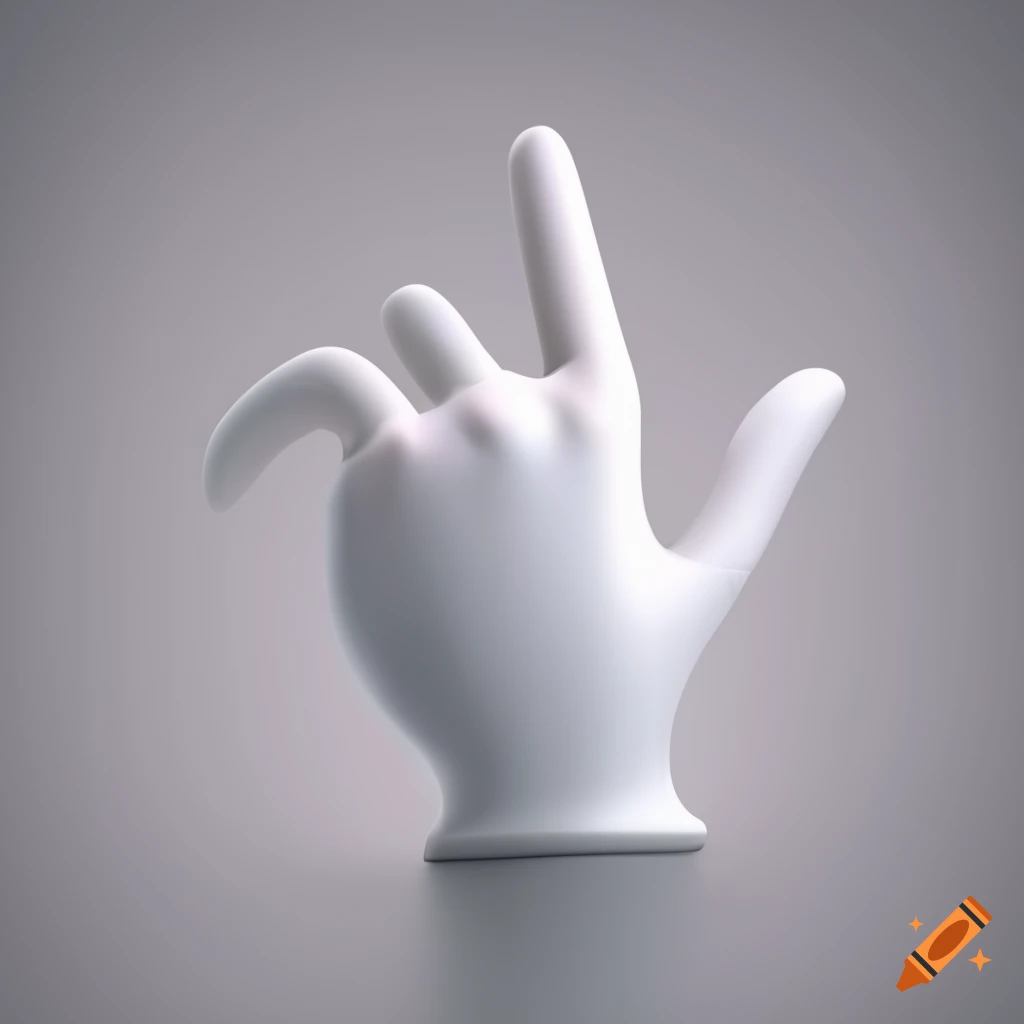 Cartoonish white-gloved hand pointing in a game icon on Craiyon