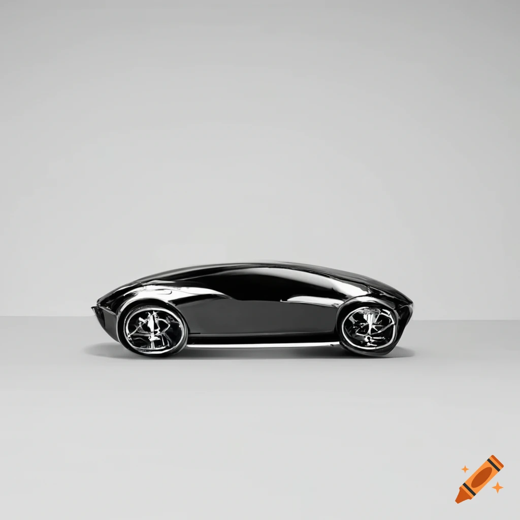 Concept car with chrome glass in a wide angle view on Craiyon