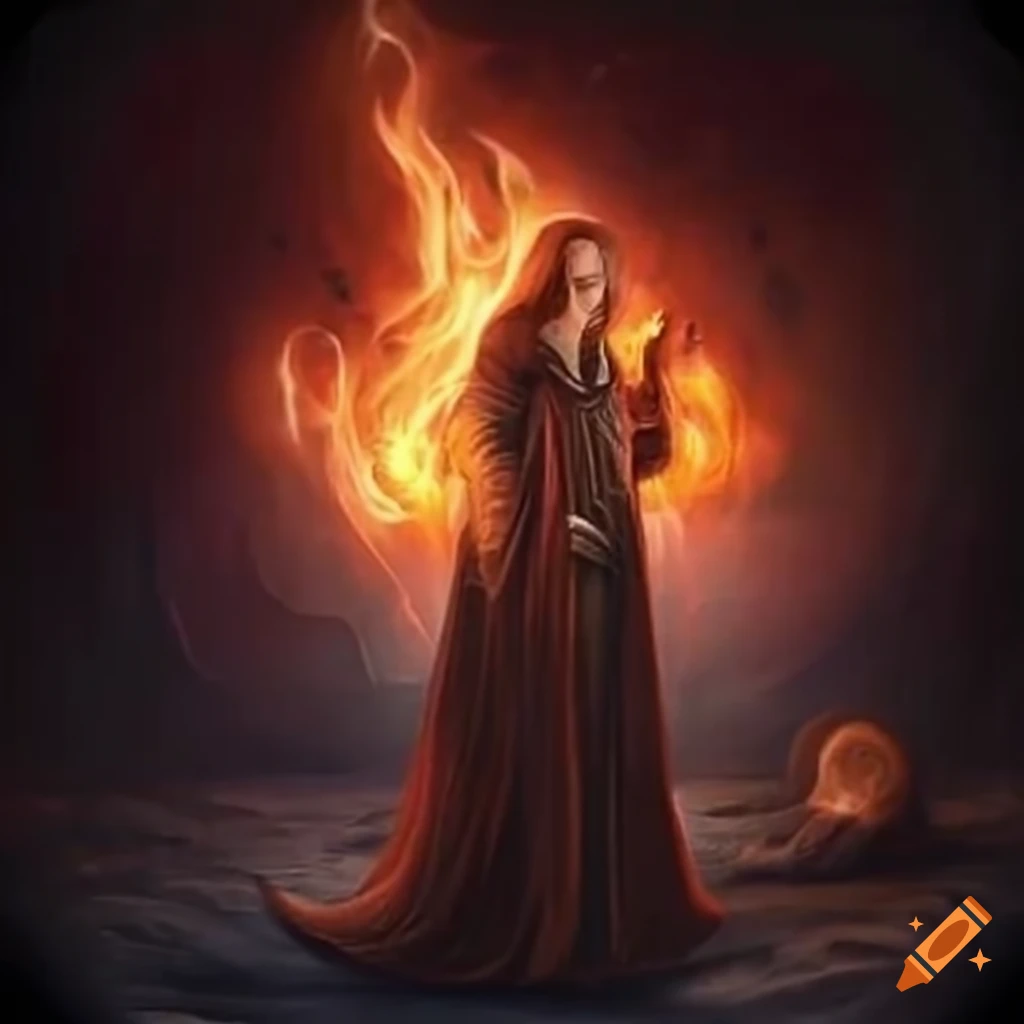 Wizard casting fire spells on Craiyon