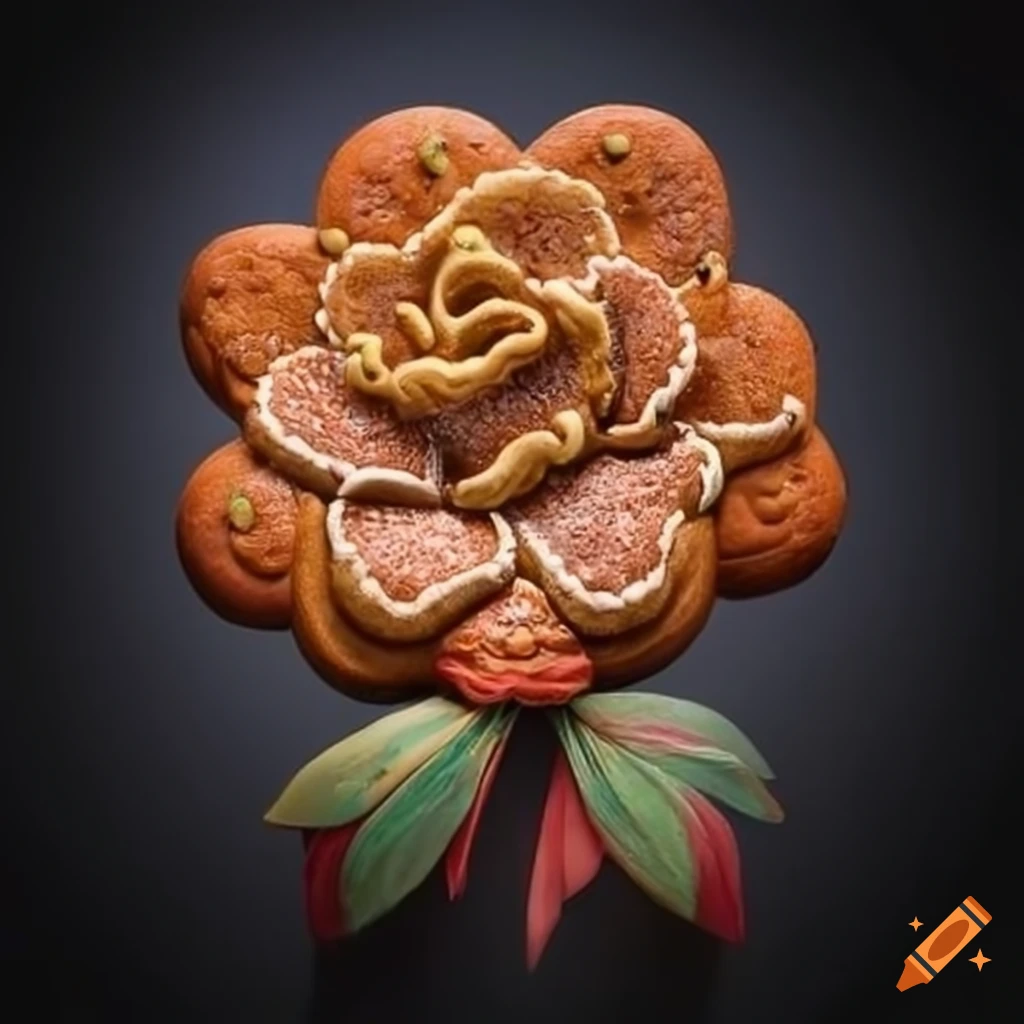 Realistic art of gingerbread flower on Craiyon