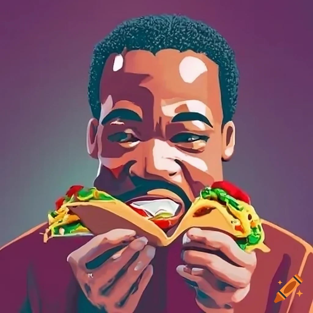 Mlk eating at a fast food restaurant on Craiyon