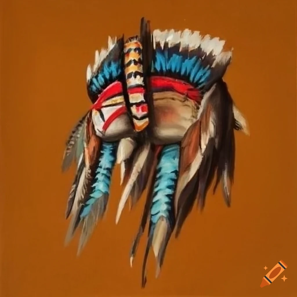 Painting of native american cultural items on Craiyon