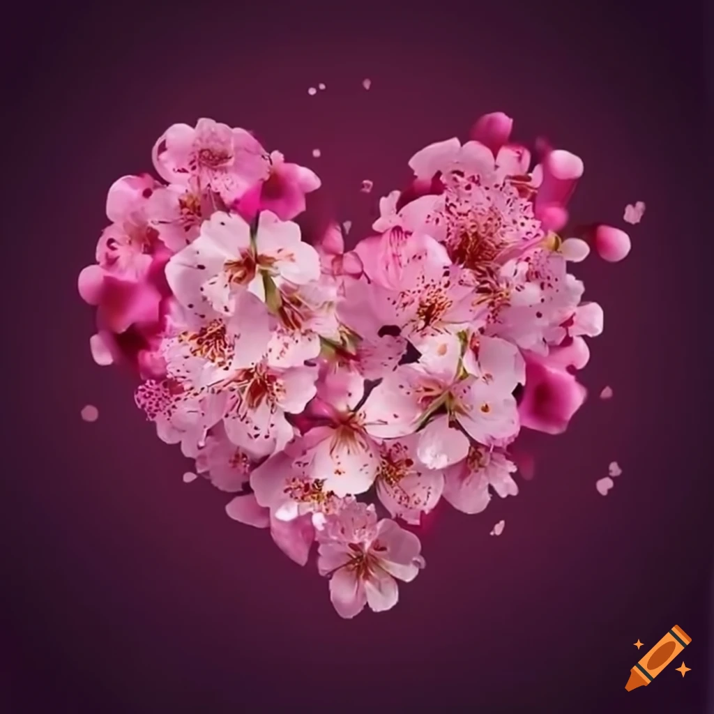 Heart-shaped sakura blossoms on Craiyon