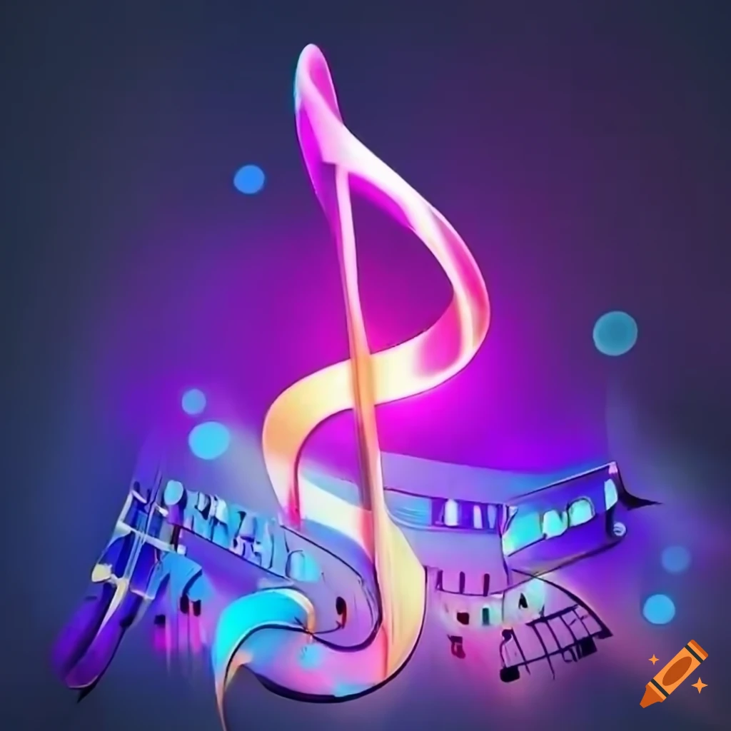 Artistic blend of musical notes and ai symbols on Craiyon