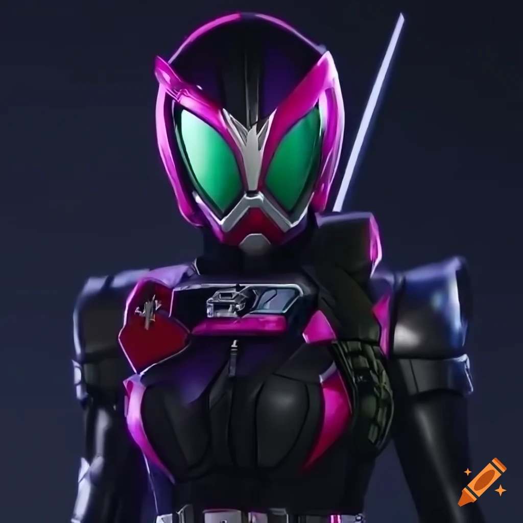 Photorealistic depiction of female kamen rider decade on Craiyon