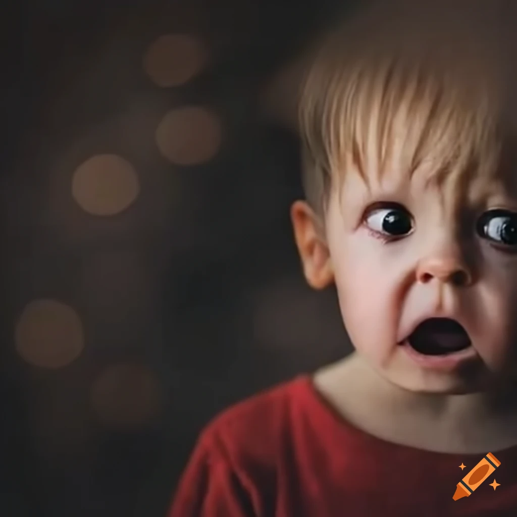 Realistic scared child on Craiyon