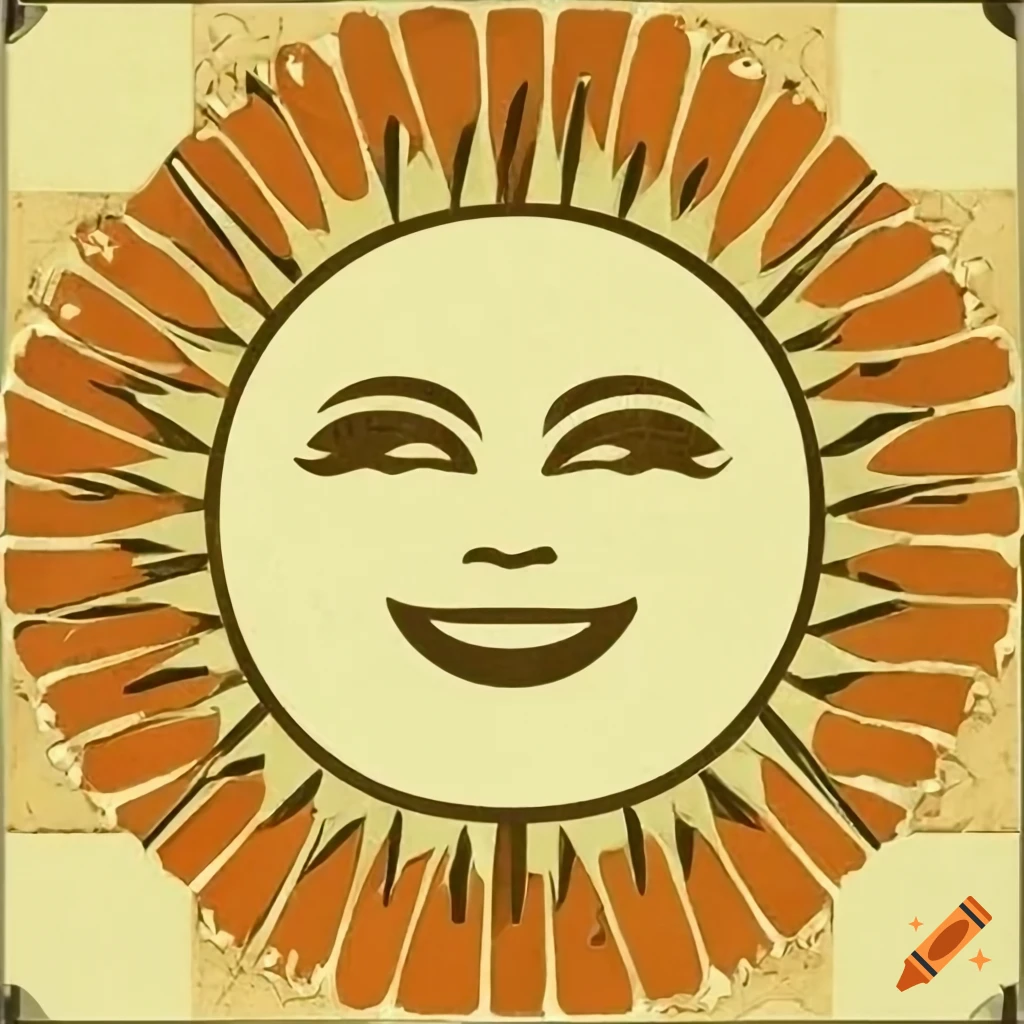 Art deco smiling sun in 2d art style on Craiyon