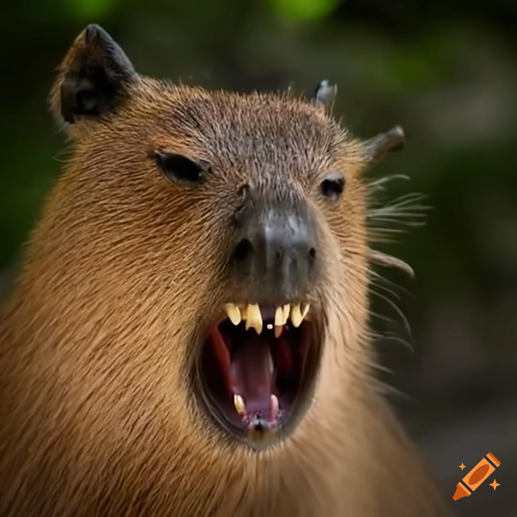Capybara with an intense expression on Craiyon