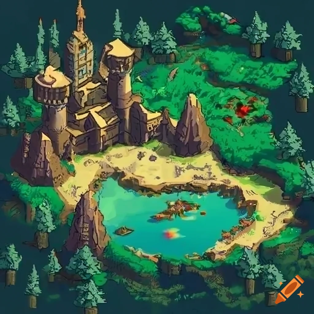 Isometric dungeons and dragons map with vibrant shading and high detail ...