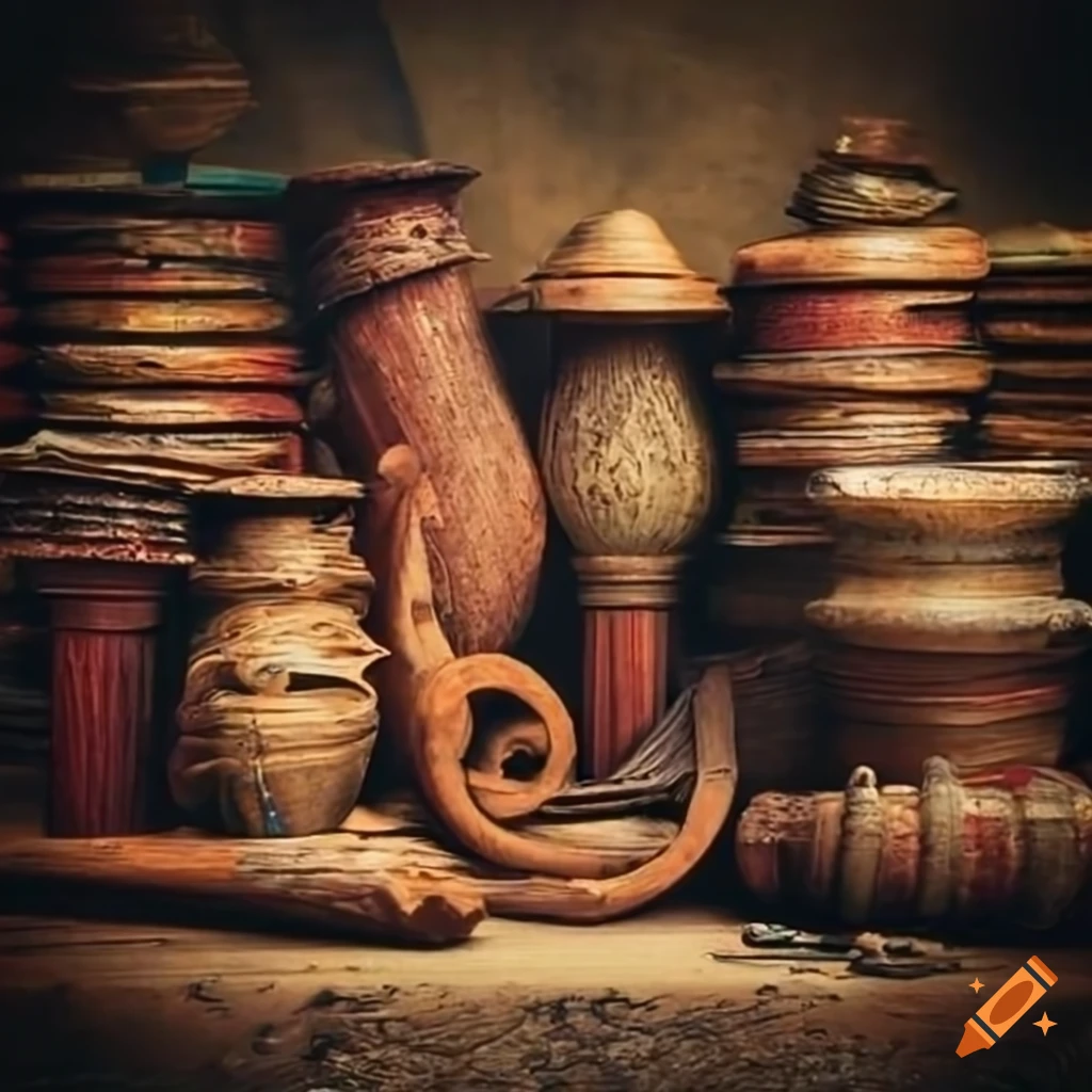 Stacks of old objects on Craiyon