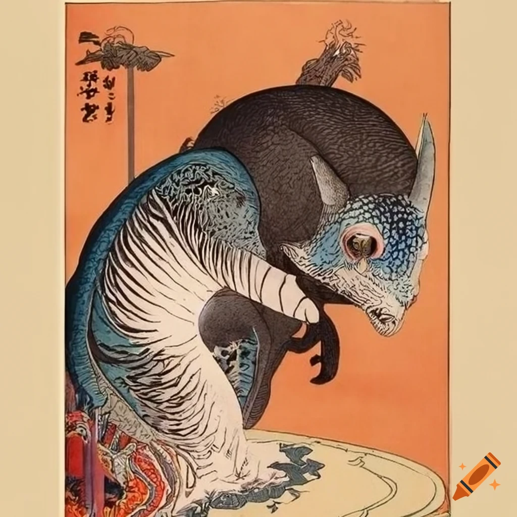 Ukiyo-e artwork of a beautiful animal from japanese folklore on Craiyon