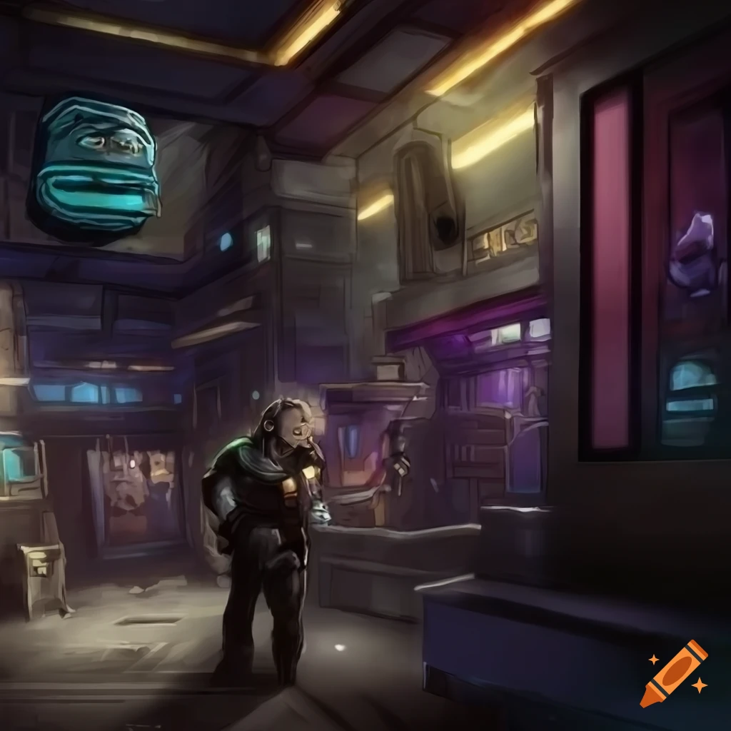Interior of a police station in the Shadowrun universe on Craiyon