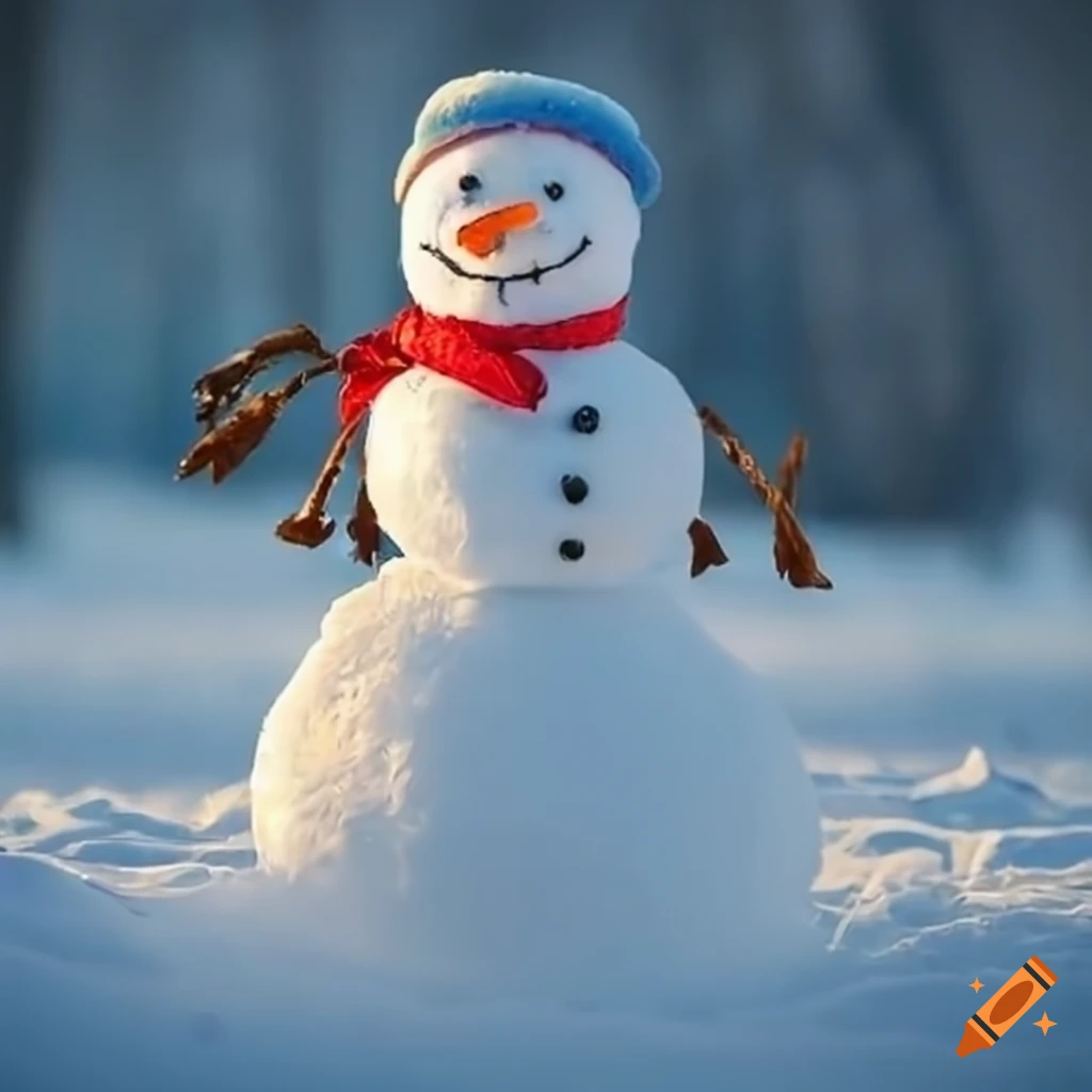 Friendly snowman in sharp focus on Craiyon