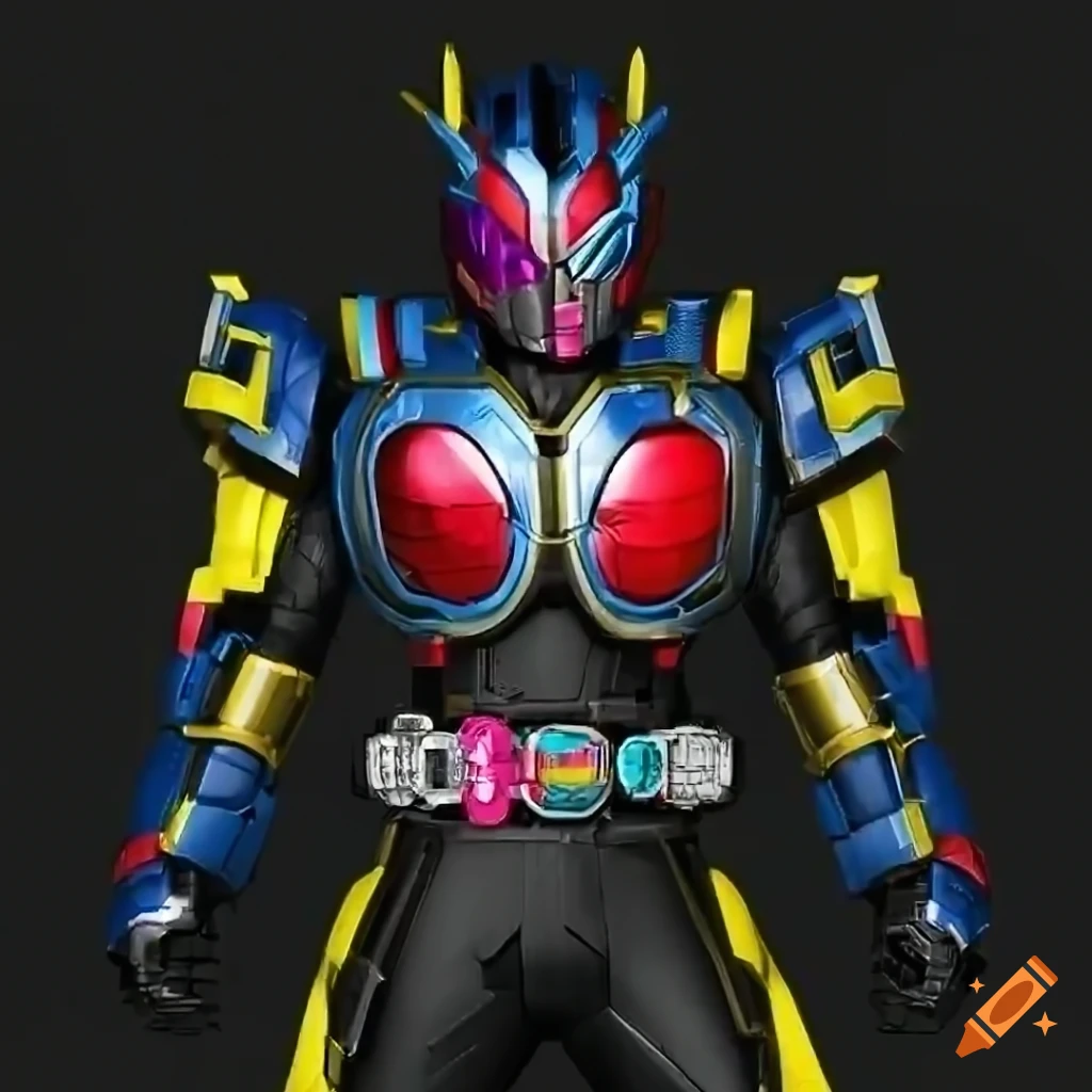 Photorealistic kamen rider decade in symmetrical pose on Craiyon
