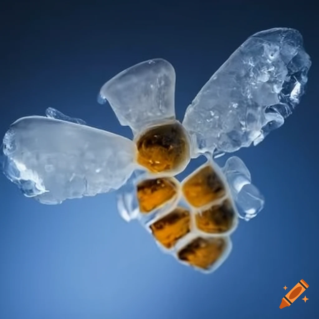 Ice sculpture of bees on Craiyon
