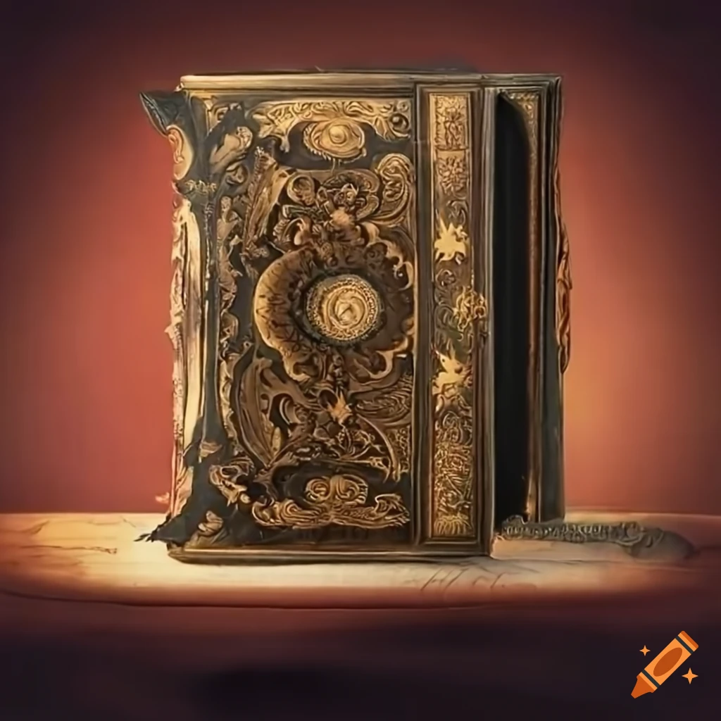 Highly decorated antique magical book in hd on Craiyon