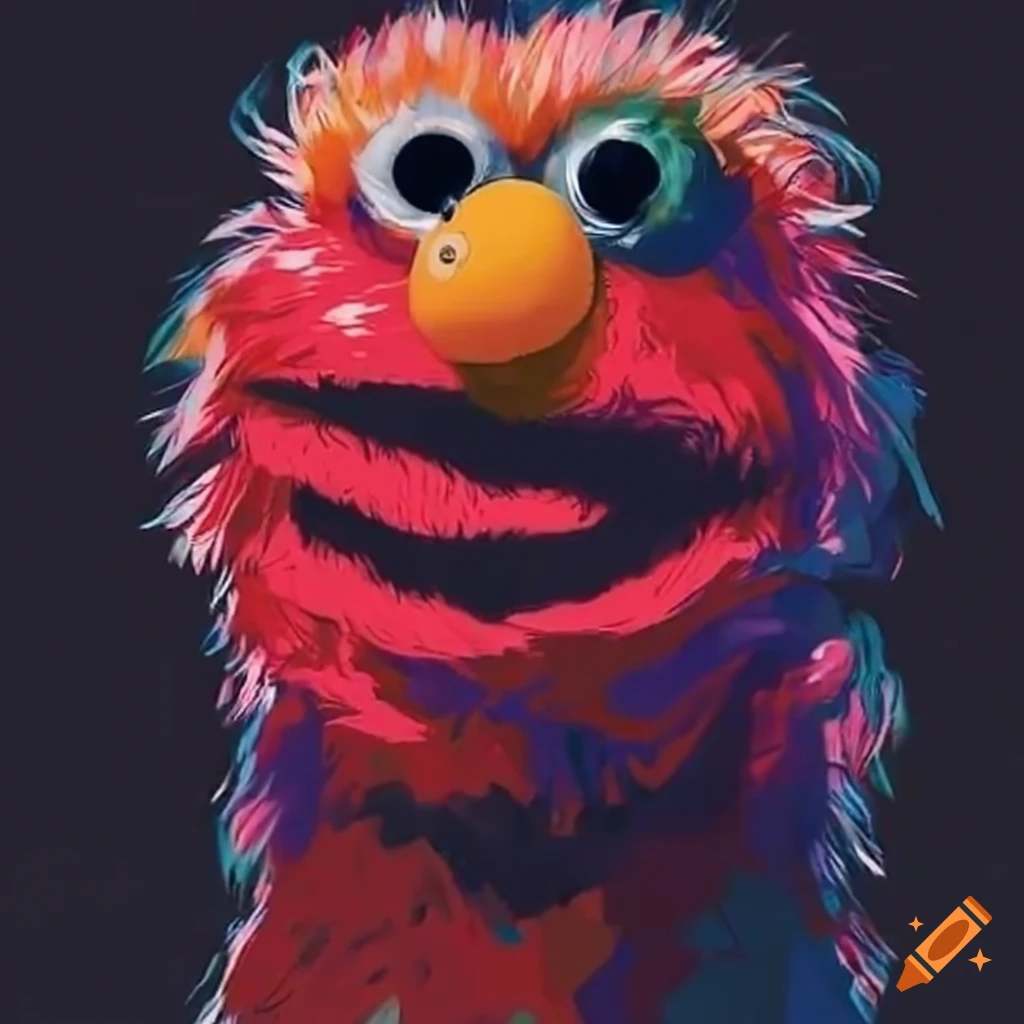 Elmo with a distant stare on Craiyon