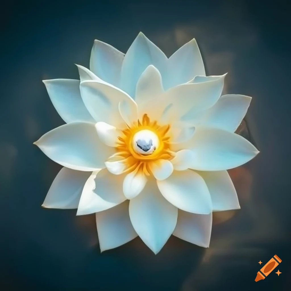 Top-down view of a white lotus symbol on Craiyon