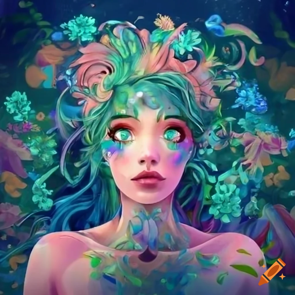 Two mermaid goddesses overseeing an enchanting realm on Craiyon