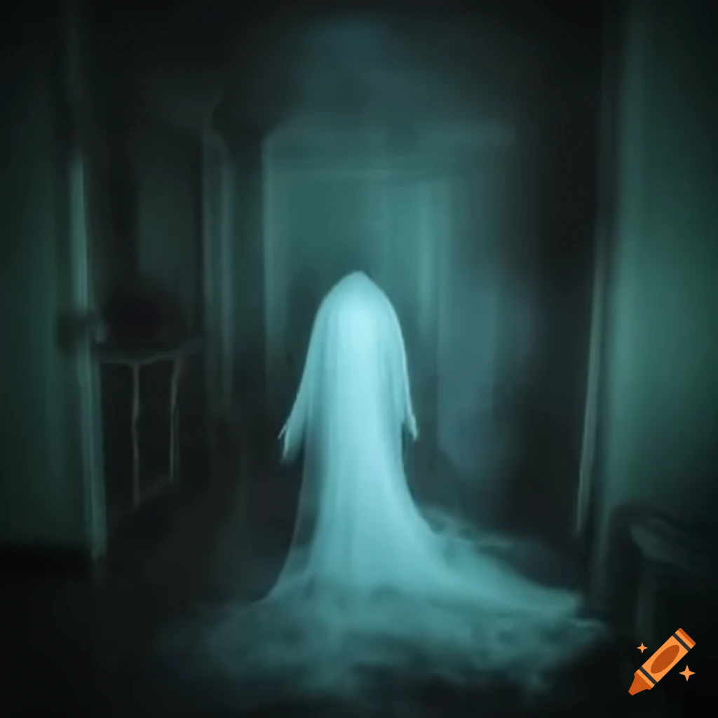 Transparent soul manifesting in a house, paranormal and ethereal on Craiyon