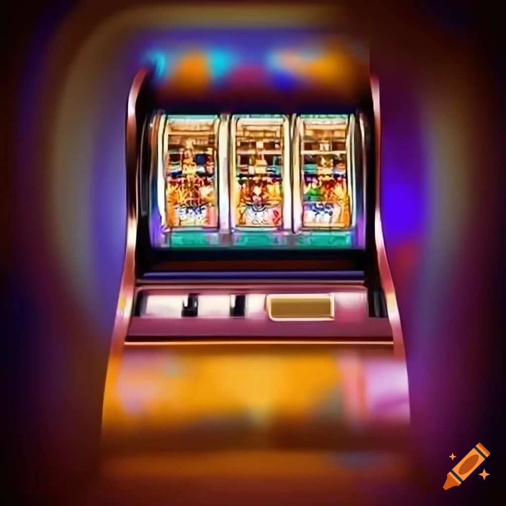 Slot machine bank in a casino with klimt-style blurring on Craiyon