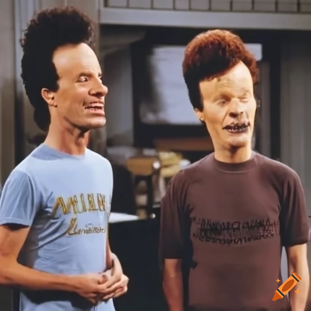 Cgi beavis and butthead on the seinfeld sitcom movie set on Craiyon