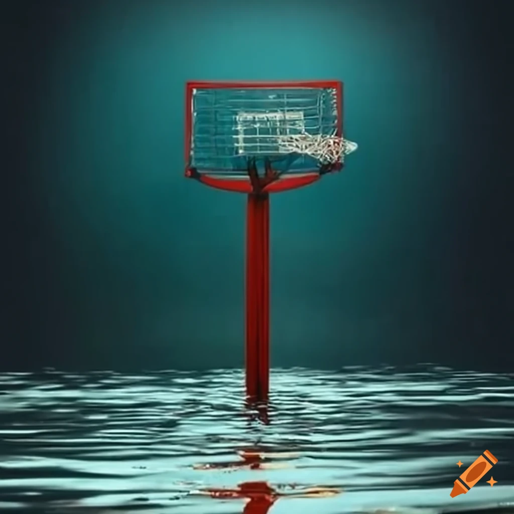 Flooded basketball playground on Craiyon