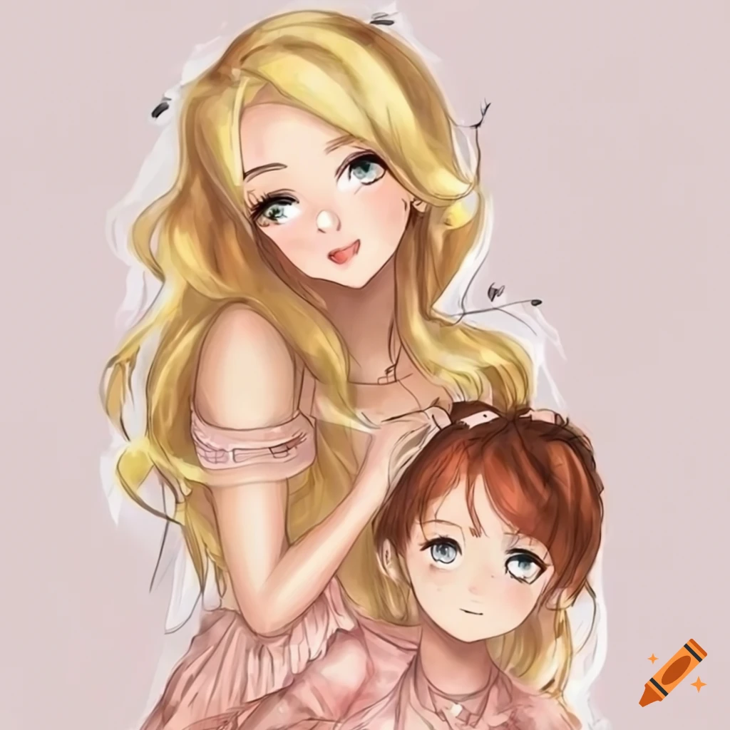 Blonde Mother And Daughter In Matching Outfits During Luxury Travel On